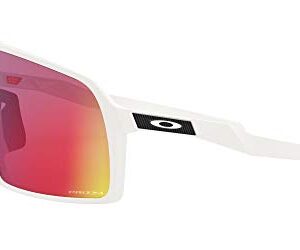 Oakley Men's OO9406A Sutro Low Bridge Fit Rectangular Sunglasses, Matte White/Prizm Road, 37 mm