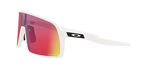 Oakley Men's OO9406A Sutro Low Bridge Fit Rectangular Sunglasses, Matte White/Prizm Road, 37 mm