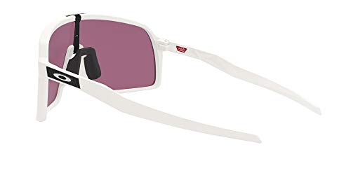 Oakley Men's OO9406A Sutro Low Bridge Fit Rectangular Sunglasses, Matte White/Prizm Road, 37 mm