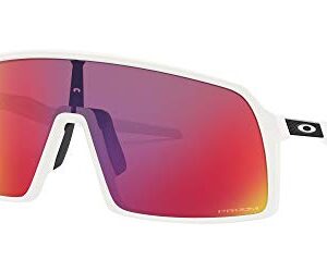 Oakley Men's OO9406A Sutro Low Bridge Fit Rectangular Sunglasses, Matte White/Prizm Road, 37 mm