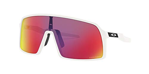 Oakley Men's OO9406A Sutro Low Bridge Fit Rectangular Sunglasses, Matte White/Prizm Road, 37 mm