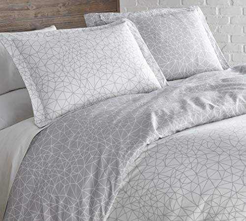 Geometric Maze Collection - Premium Quality, Soft, Wrinkle, Fade, & Stain Resistant, Easy Care, Oversized Duvet Cover Set, King / California King, Grey