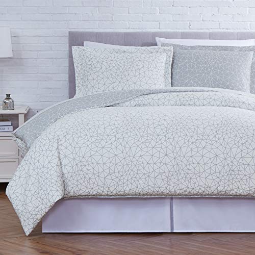 Geometric Maze Collection - Premium Quality, Soft, Wrinkle, Fade, & Stain Resistant, Easy Care, Oversized Duvet Cover Set, King / California King, Grey