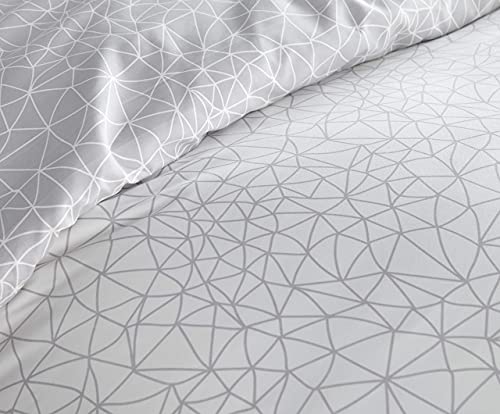 Geometric Maze Collection - Premium Quality, Soft, Wrinkle, Fade, & Stain Resistant, Easy Care, Oversized Duvet Cover Set, King / California King, Grey