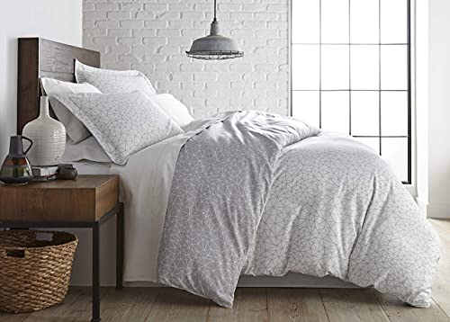 Geometric Maze Collection - Premium Quality, Soft, Wrinkle, Fade, & Stain Resistant, Easy Care, Oversized Duvet Cover Set, King / California King, Grey