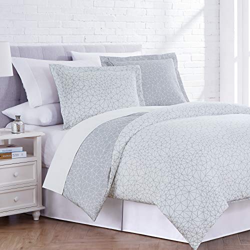 Geometric Maze Collection - Premium Quality, Soft, Wrinkle, Fade, & Stain Resistant, Easy Care, Oversized Duvet Cover Set, King / California King, Grey