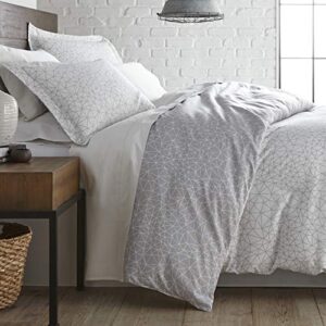 Geometric Maze Collection - Premium Quality, Soft, Wrinkle, Fade, & Stain Resistant, Easy Care, Oversized Duvet Cover Set, King / California King, Grey