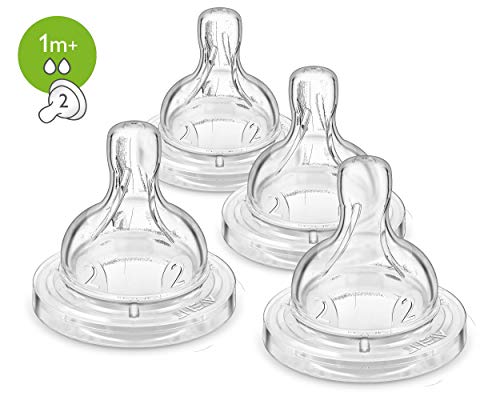 Philips Avent Anti-Colic Baby Bottle Slow Flow Nipple, 4pk, Flow 2, SCF422/47