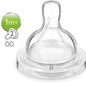 Philips Avent Anti-Colic Baby Bottle Slow Flow Nipple, 4pk, Flow 2, SCF422/47