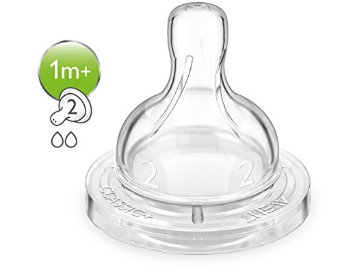 Philips Avent Anti-Colic Baby Bottle Slow Flow Nipple, 4pk, Flow 2, SCF422/47