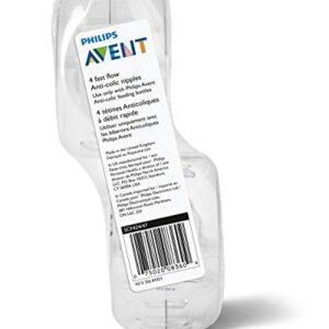 Philips Avent Anti-colic Baby Bottle Fast Flow Nipple, 4pk, Flow 4, SCF424/47