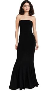 norma kamali women's strapless fishtail gown, black, l