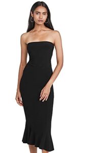 norma kamali women's strapless fishtail dress, black, s