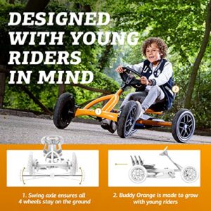 Berg Toys - Buddy B-Orange Pedal Go Kart - Go Kart - Go Cart for Kids - Pedal Car Outdoor Toys for Children Ages 3-8 - Ride On-Toy - BFR System - Adjustable Seat - Pedal Kart for Kids