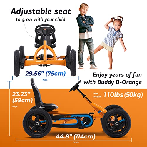 Berg Toys - Buddy B-Orange Pedal Go Kart - Go Kart - Go Cart for Kids - Pedal Car Outdoor Toys for Children Ages 3-8 - Ride On-Toy - BFR System - Adjustable Seat - Pedal Kart for Kids