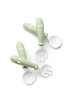 babybjörn baby spoon and fork, 4 pcs, powder green