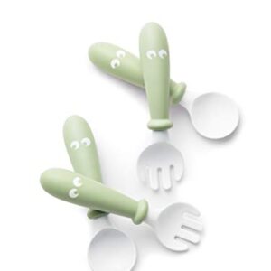 BabyBjörn Baby Spoon and Fork, 4 pcs, Powder Green