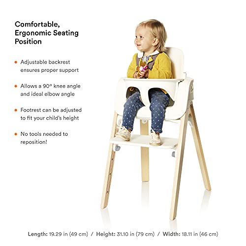 Stokke Steps Baby Set, White - Transform Stokke Steps Into Comfortable High Chair - Suitable for Baby from 6 Months - Includes 5-Point Safety Harness - Tool Free, Adjustable & Ergonomic