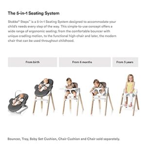 Stokke Steps Baby Set, White - Transform Stokke Steps Into Comfortable High Chair - Suitable for Baby from 6 Months - Includes 5-Point Safety Harness - Tool Free, Adjustable & Ergonomic