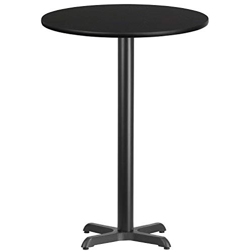 EMMA + OLIVER 30" RD Black Laminate Bar Table Top-22"x22" Base