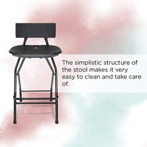 EventStable TitanPRO Folding Bar Stool with Backrest - Black Metal Frame Stool with Back Support - Durable and Sturdy Folding Stool for Outdoor Kitchen Shop Cafe