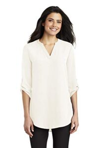 port authority ladies 3/4-sleeve tunic blouse xl ivory chiffon