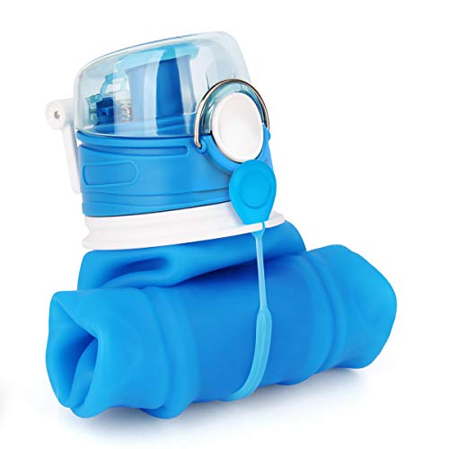 Valourgo 35 oz Collapsible Water Bottle, Large bpa Free Travel Water Bottle Reusable Water Bottle(Blue)