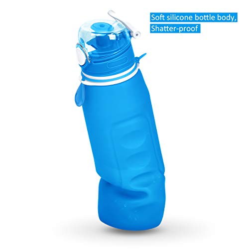 Valourgo 35 oz Collapsible Water Bottle, Large bpa Free Travel Water Bottle Reusable Water Bottle(Blue)