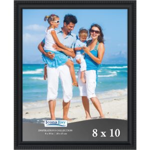 icona bay 8x10 black picture frame beautifully detailed molding, contemporary picture frame set, wall mount or table top, inspirations collection