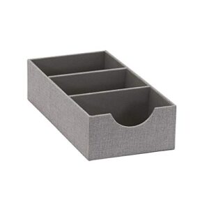 household essentials grey 727-1 deep 3 section drawer organizer box for storage | 12 in x 6.13 in x 3.13