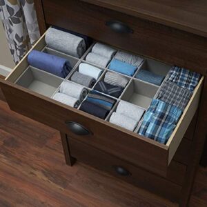 Household Essentials Grey 727-1 Deep 3 Section Drawer Organizer Box for Storage | 12 in x 6.13 in x 3.13