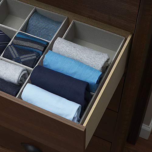 Household Essentials Grey 727-1 Deep 3 Section Drawer Organizer Box for Storage | 12 in x 6.13 in x 3.13