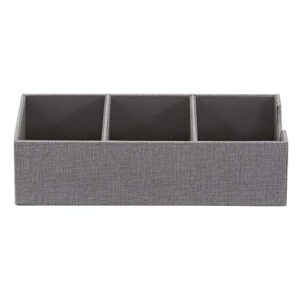 Household Essentials Grey 727-1 Deep 3 Section Drawer Organizer Box for Storage | 12 in x 6.13 in x 3.13