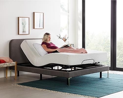 LINENSPA Queen Adjustable Bed Base - 11" Clearance - Independent Head and Foot Incline - Quiet Motor - Easy Tool Free Assembly - Lounging, TV, Working, Reading - Helps Reduce Snoring and Acid Reflux