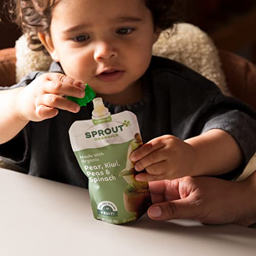 Sprout Organic Baby Food, Stage 2 Pouches, Fruit & Veggie Blend, Pear Kiwi Peas & Spinach, 3.5 Oz Purees (Pack of 12)