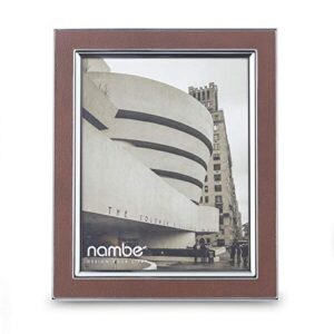 nambe Novara Picture Frame, 4" x 6” | Photo Frame with Tempered Glass | Tabletop Display, Family, Friends, Wedding Gift, Home Office Décor | Silver Plate and Genuine Leather