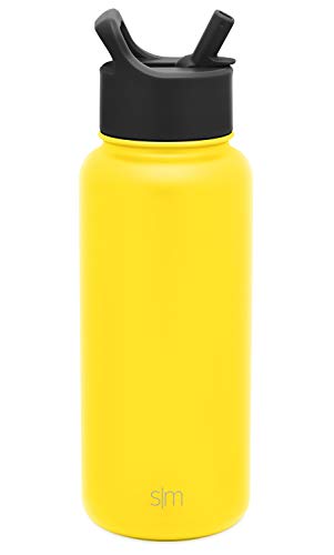 Simple Modern Water Bottle with Straw Lid Vacuum Insulated Stainless Steel Metal Thermos Bottles | Reusable Leak Proof BPA-Free Flask for Gym Sports | Summit Collection | 32oz, Sunshine Yellow