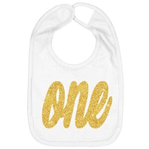 Aiden's Corner Handmade Cute Baby Boy Girl Silver Gold First Birthday Smash Cake Bibs - My 1st Birthday Bib (One Gold White)