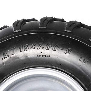 TDPRO 2x Front 19x7-8 & 2x Rear 18X9.5-8 Tubeless Tire With Rim for ATV Go Kart Quad Bike 4 Wheelers