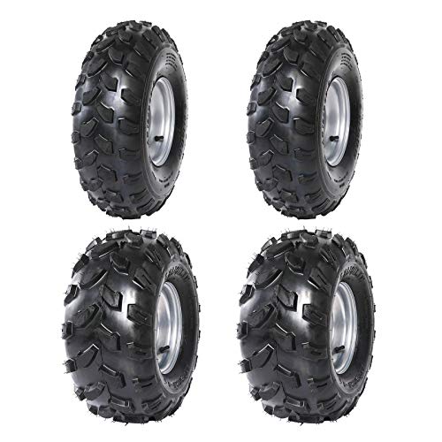 TDPRO 2x Front 19x7-8 & 2x Rear 18X9.5-8 Tubeless Tire With Rim for ATV Go Kart Quad Bike 4 Wheelers