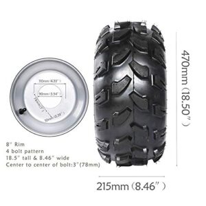 TDPRO 2x Front 19x7-8 & 2x Rear 18X9.5-8 Tubeless Tire With Rim for ATV Go Kart Quad Bike 4 Wheelers