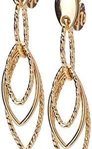 Anne Klein Women's Gold Diamond Textured Linear EZ Comfort Clip Earrings