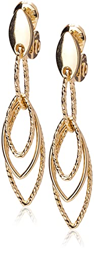 Anne Klein Women's Gold Diamond Textured Linear EZ Comfort Clip Earrings