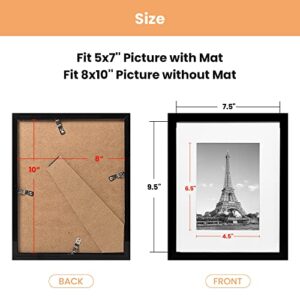 upsimples 8x10 Picture Frame Set of 10, Display Pictures 5x7 with Mat or 8x10 Without Mat, Multi Photo Frames Collage for Wall or Tabletop Display, Black