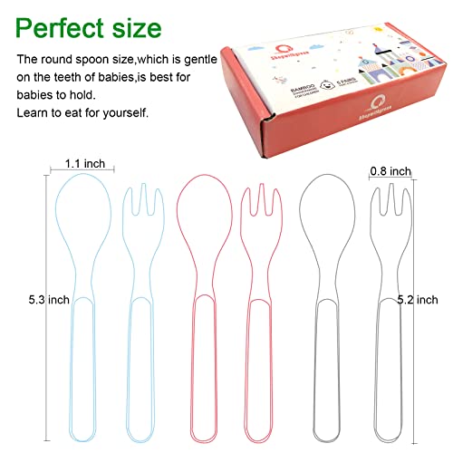 Shopwithgreen 10 PCS Bamboo Toddler Utensils Set, Kids Spoons and Forks Flatware Cutlery Set, BPA Free | Dishwasher Safe, Child and Baby Feeding for Dinner, Dessert