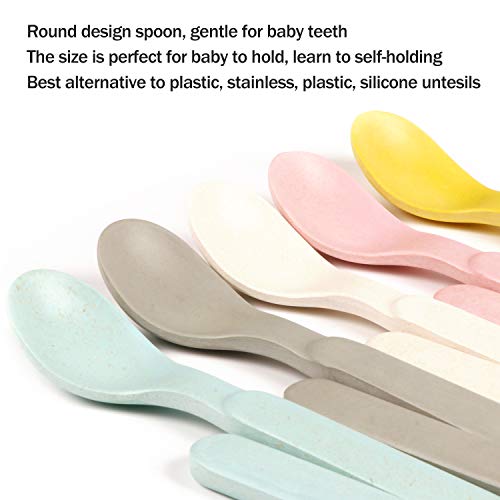 Shopwithgreen 10 PCS Bamboo Toddler Utensils Set, Kids Spoons and Forks Flatware Cutlery Set, BPA Free | Dishwasher Safe, Child and Baby Feeding for Dinner, Dessert