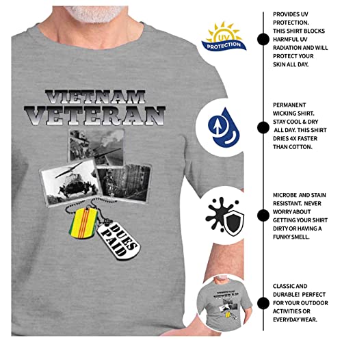 Vietnam Veteran - Dues Paid - Performance T-Shirt (X-Large) Grey