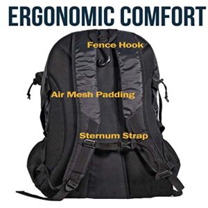 Athletico Turf Lacrosse Bag - Extra Large Lacrosse Backpack - Holds All Lacrosse or Field Hockey Equipment - Two Stick Holders and Separate Cleats Compartment (Black)