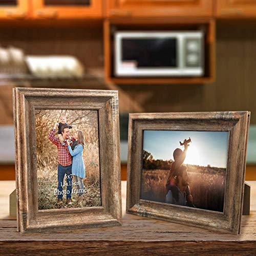 ZBEIVAN 2-Pack 5x7 Picture Frames Set Vintage Brown Family Art Rustic Photo Frame for Tabletop Stand or Wall Hanging