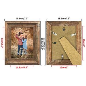 ZBEIVAN 2-Pack 5x7 Picture Frames Set Vintage Brown Family Art Rustic Photo Frame for Tabletop Stand or Wall Hanging